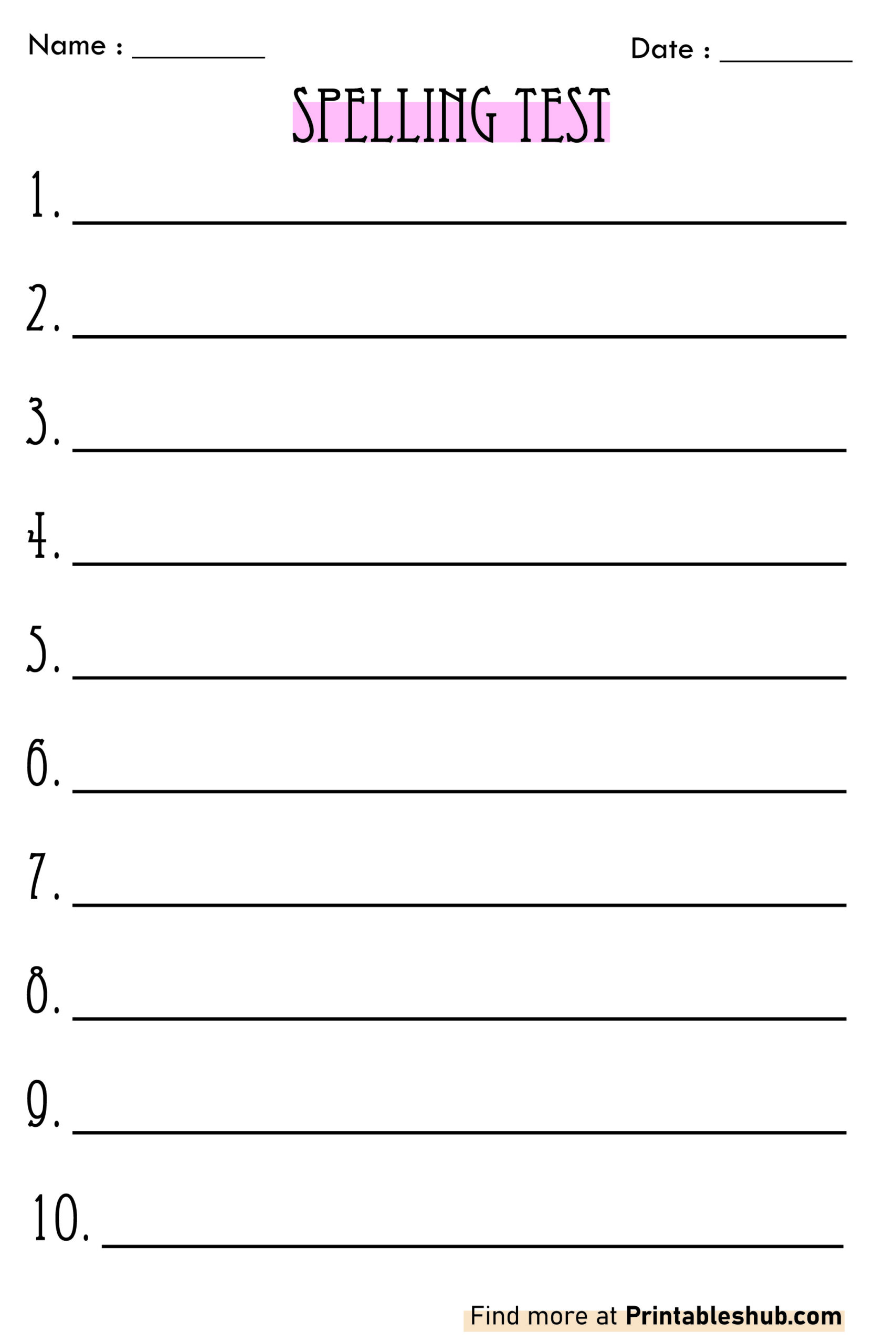 Blank Spelling Test Templates {10,12,15,18, 20,25 words} [PDF Included ...