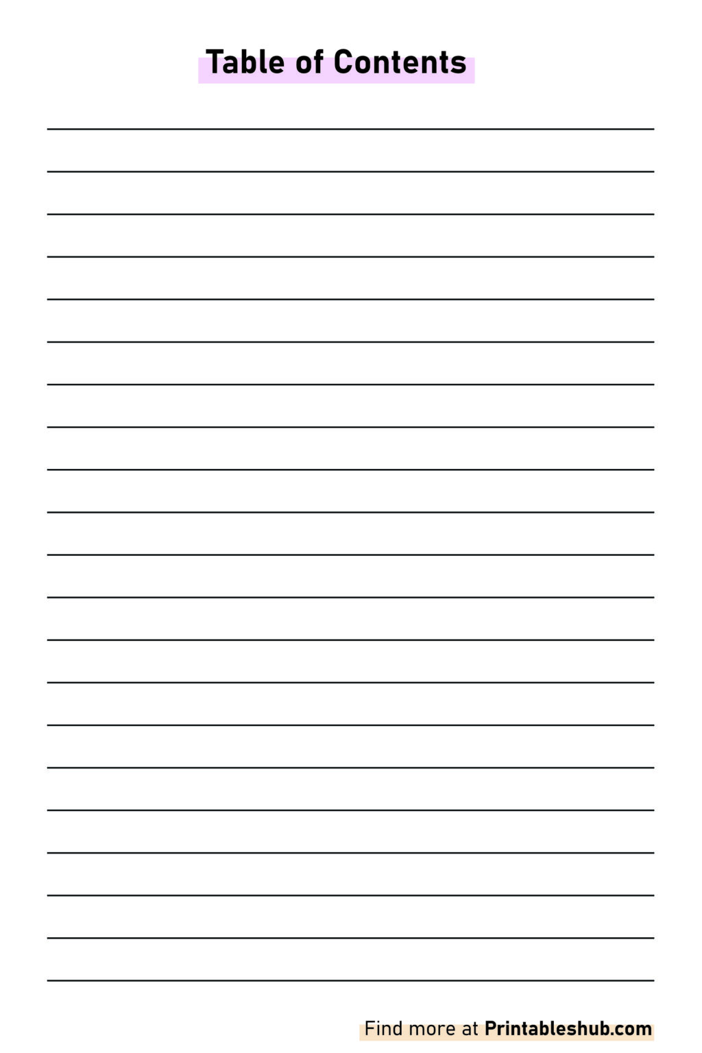 Free Printable Blank Table Of Contents Templates [PDF Included ...