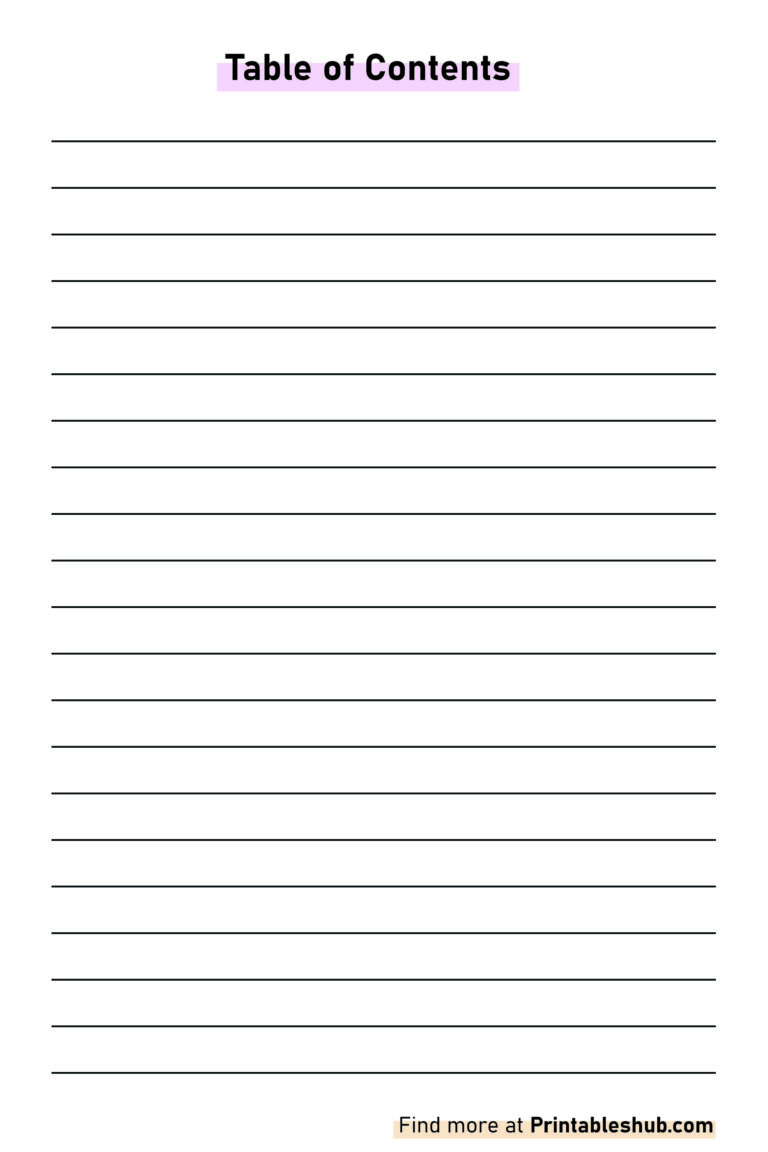 Free Printable Blank Table Of Contents Templates [PDF Included ...