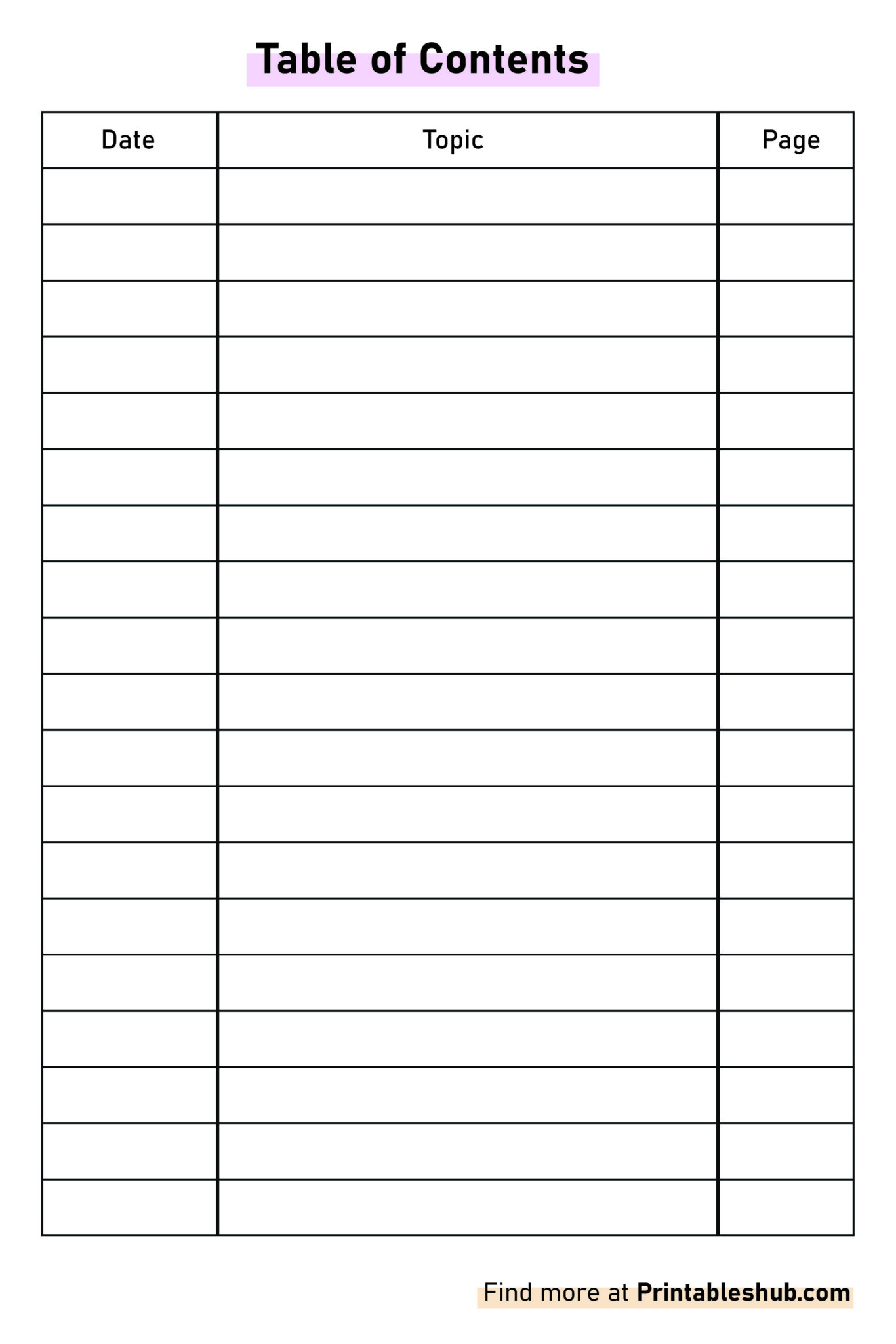 Free Printable Blank Table Of Contents Templates [PDF Included ...