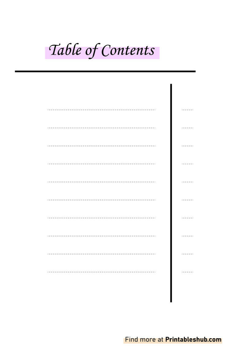 Free Printable Blank Table Of Contents Templates [PDF Included ...