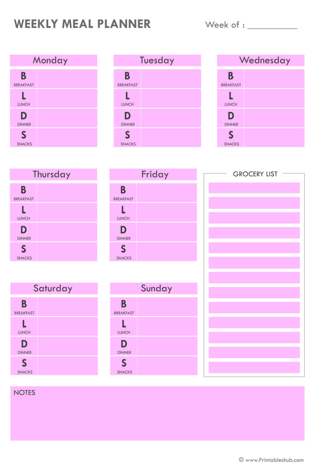 Free Printable Blank Weekly Meal Planner Templates [PDF Included ...