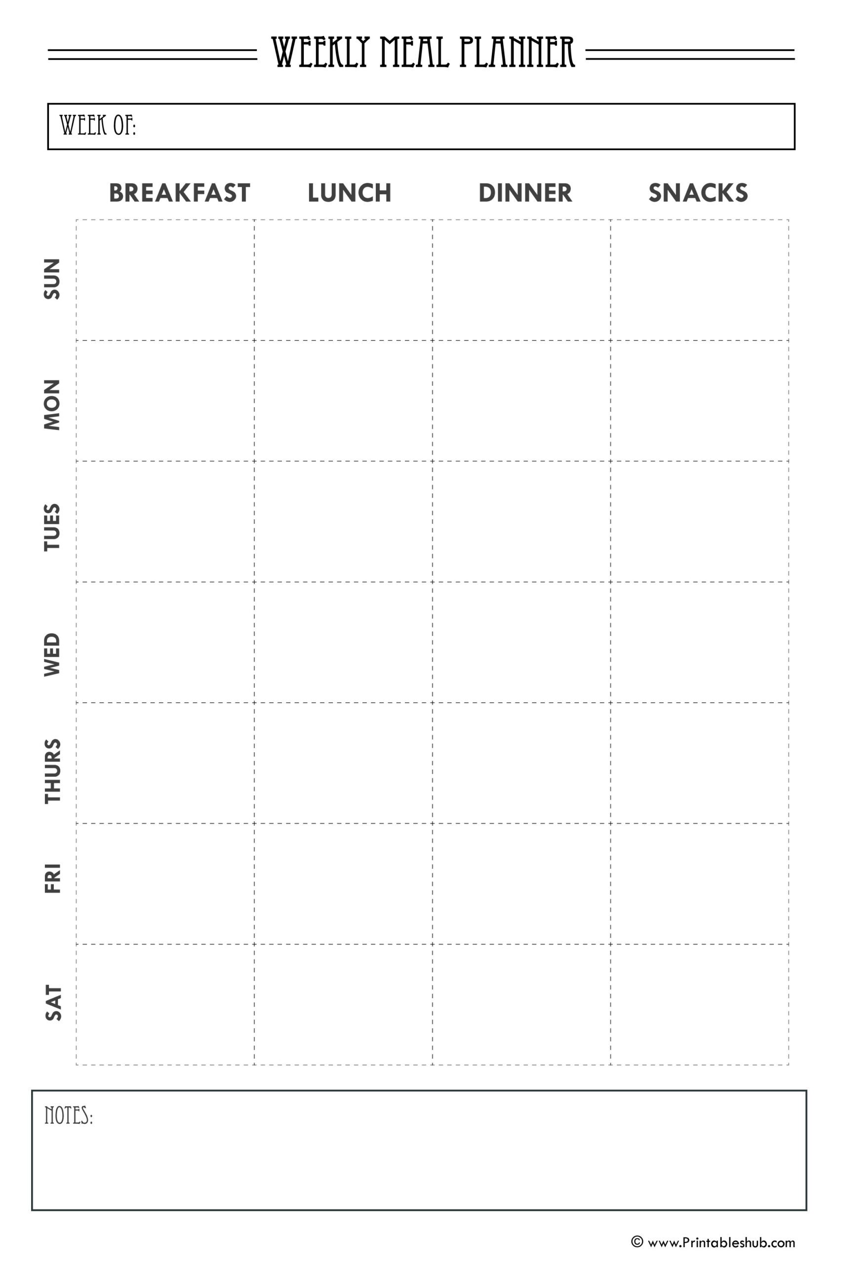 Free Printable Blank Weekly Meal Planner Templates [PDF Included ...