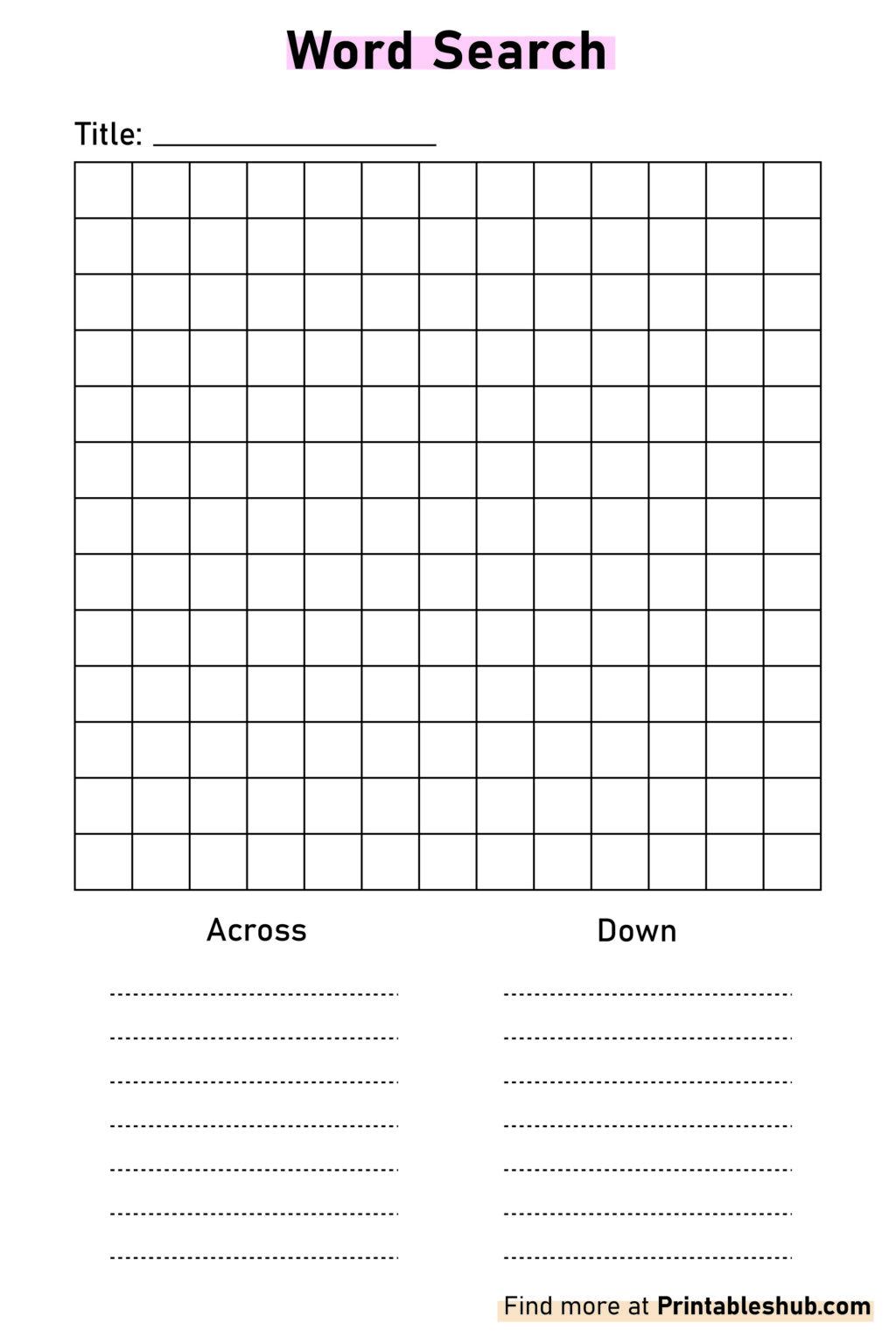 Free Printable Blank Word Search Templates [PDF Included] - Printables Hub