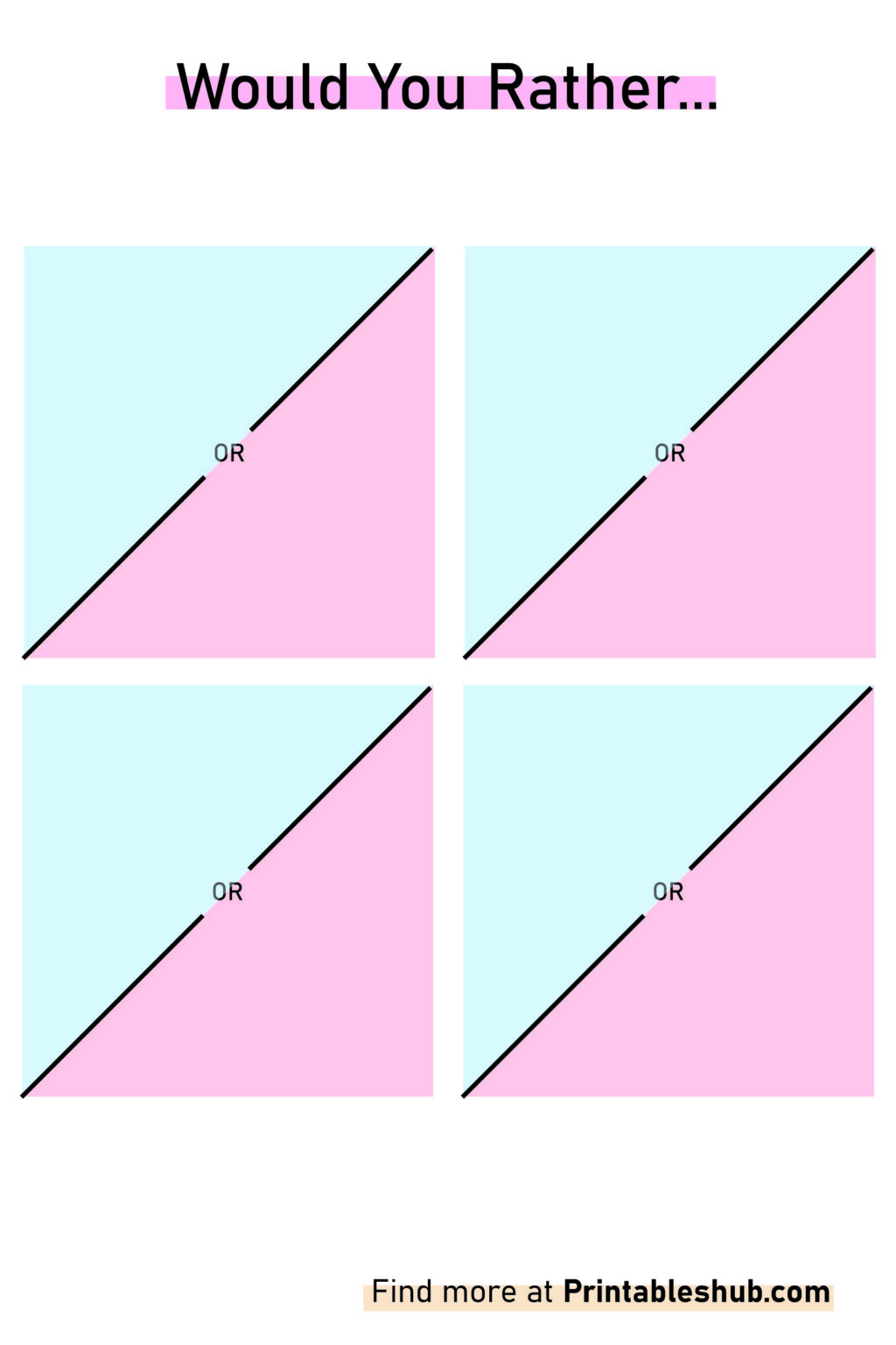 Free Printable Blank Would You Rather Templates [PDF Included ...