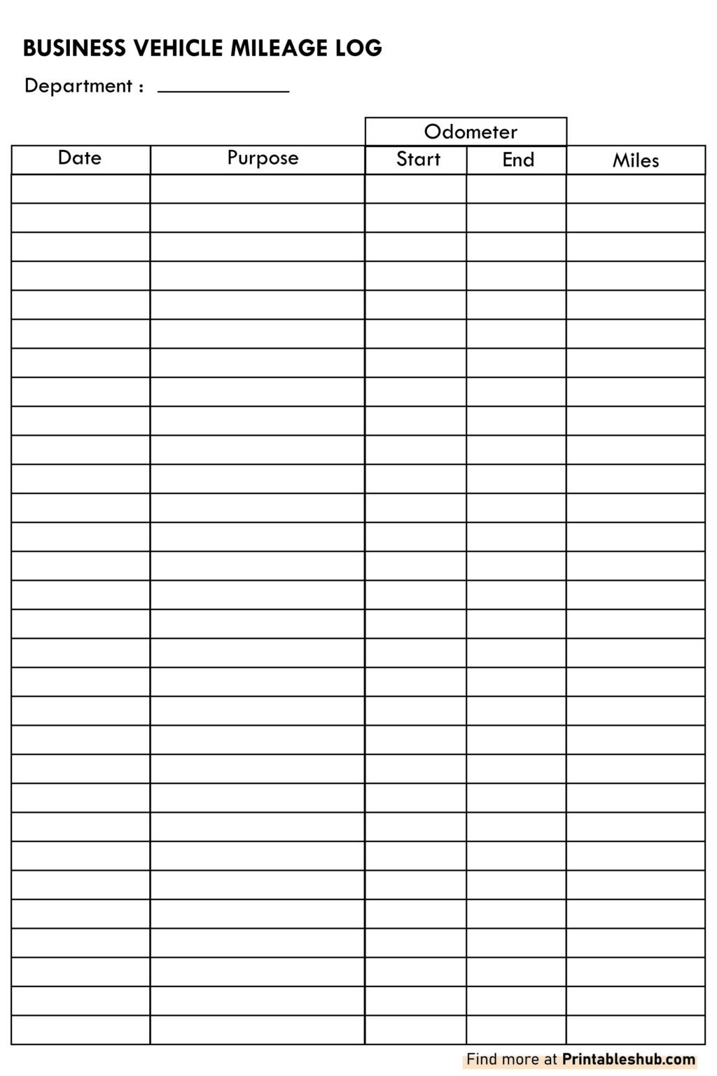 Free Printable Business Vehicle Mileage Log Sheet Templates [PDF ...