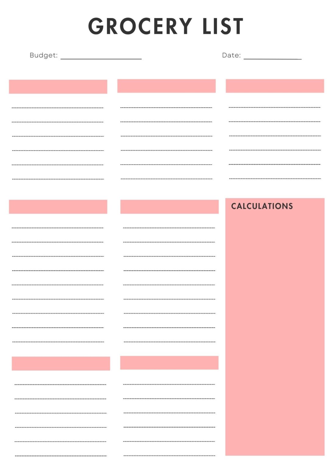 Free Printable Blank Grocery List Templates [PDF Included] - Printables Hub