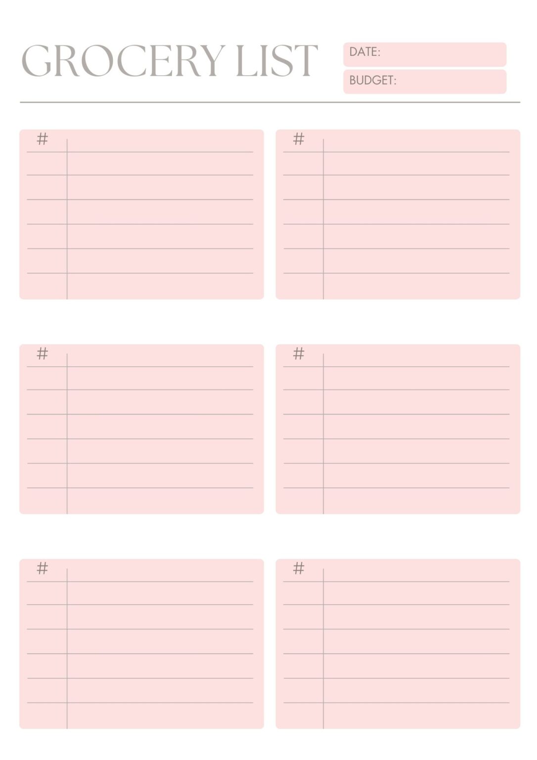Free Printable Blank Grocery List Templates [PDF Included] - Printables Hub
