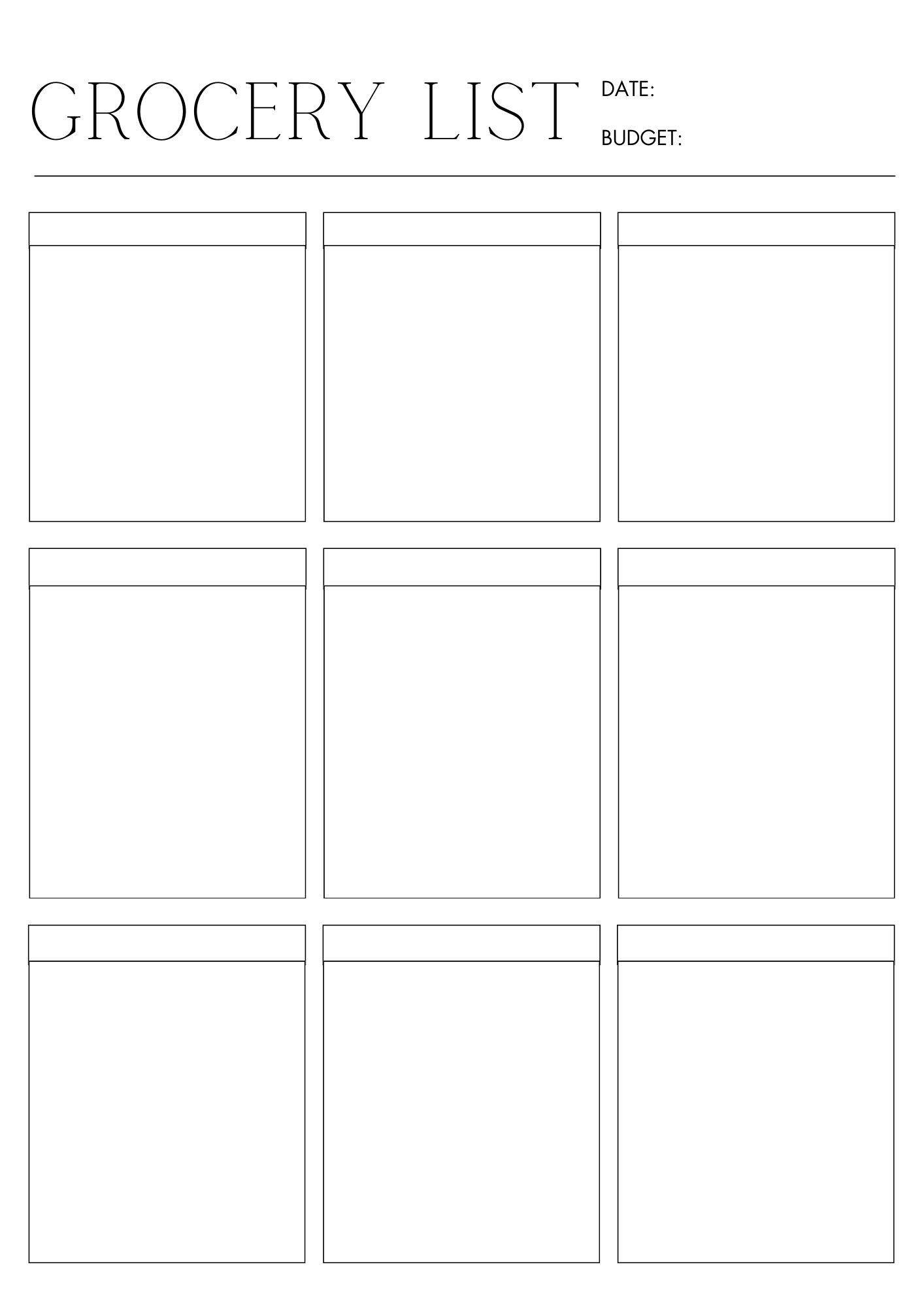 Free Printable Blank Grocery List Templates [PDF Included] - Printables Hub