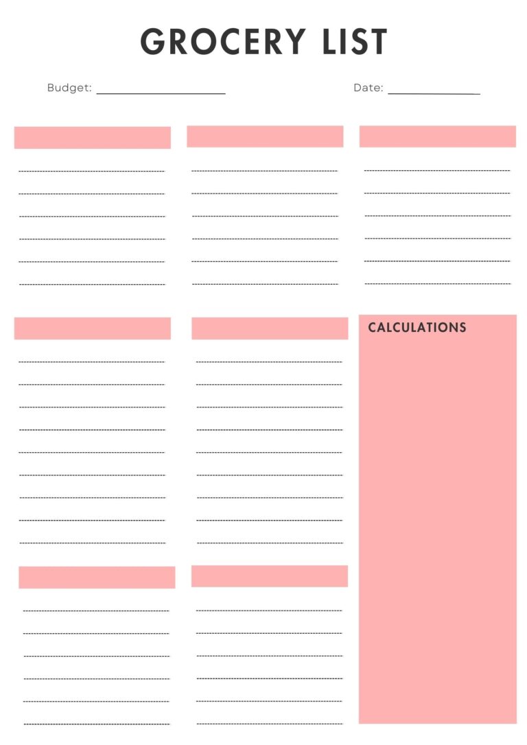 Free Printable Blank Grocery List Templates [PDF Included] - Printables Hub