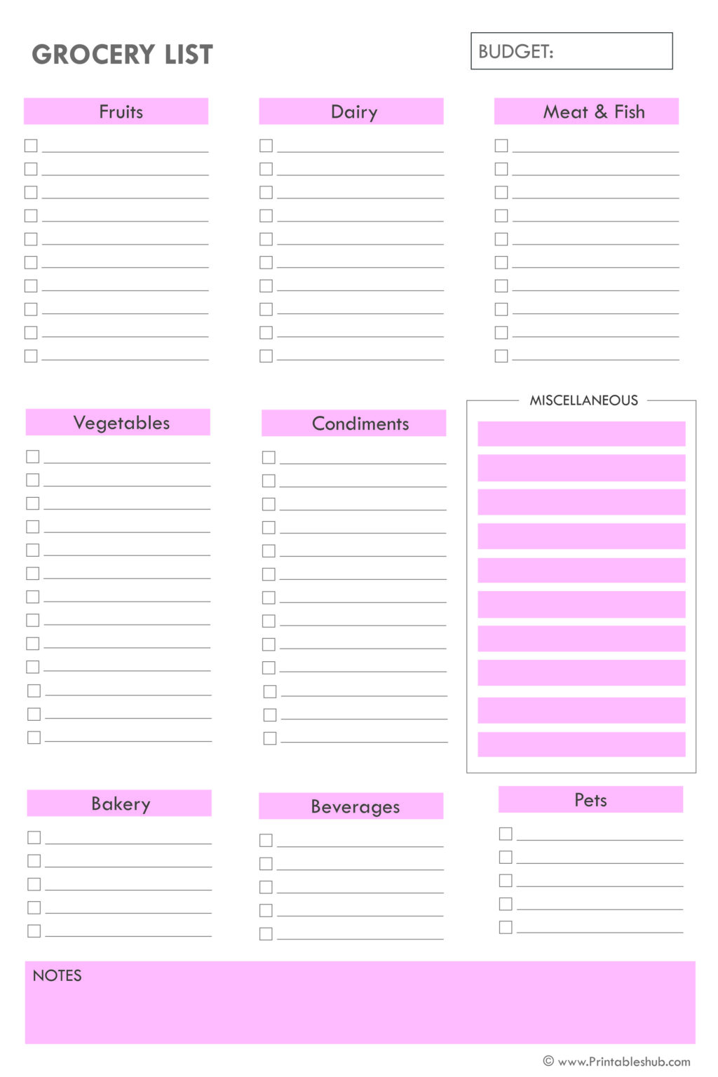 Free Printable Blank Grocery List Templates [PDF Included] - Printables Hub