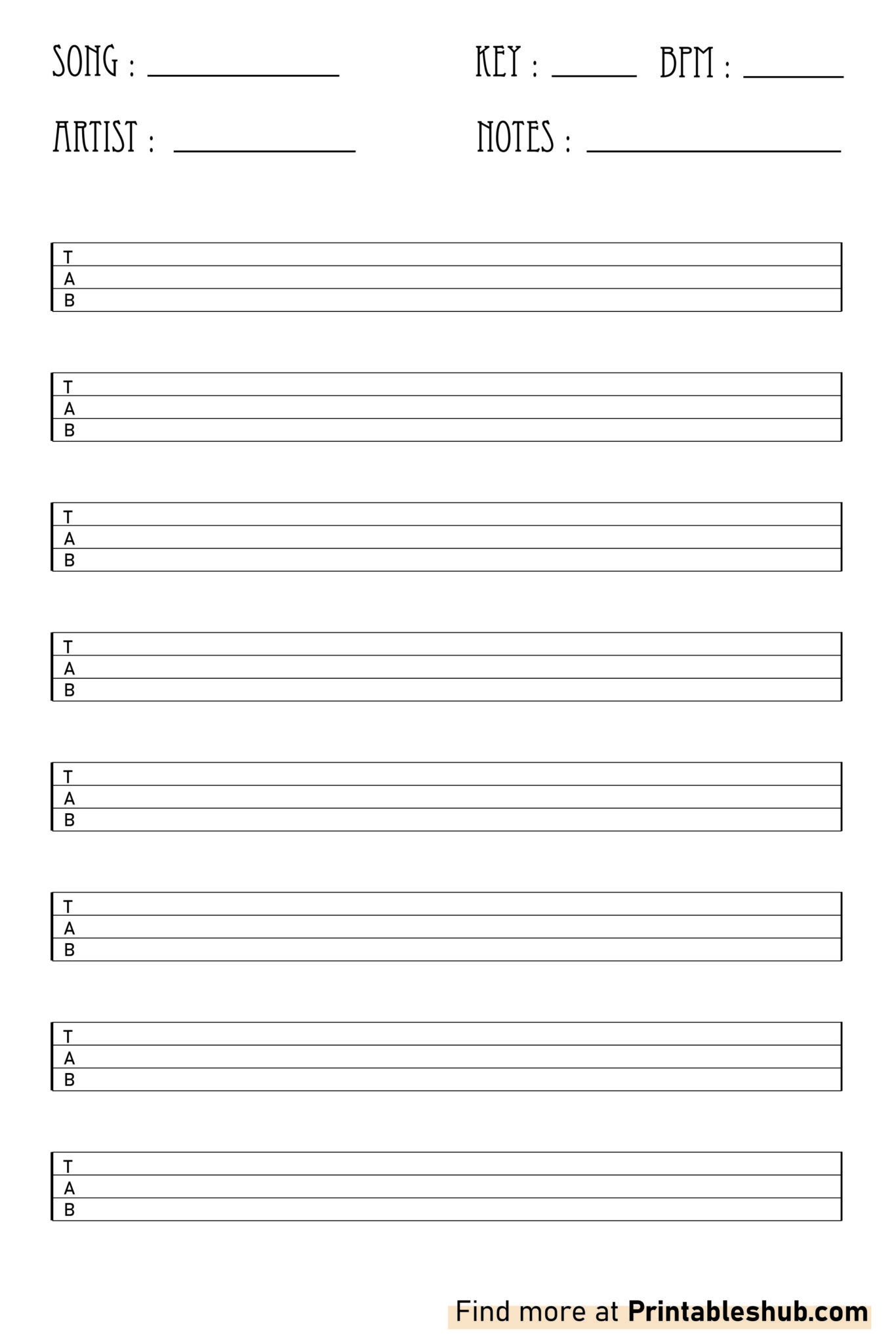 Free Printable Blank Bass Tab Sheets Templates [PDF Included ...