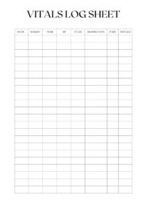 Printable Blank Vitals Log Sheet Templates [With PDF] - Printables Hub
