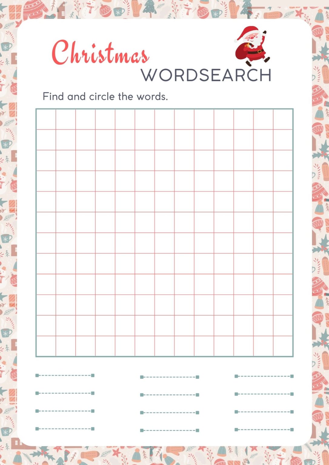 Free Printable Christmas Word Search With Blank Template - Printables Hub