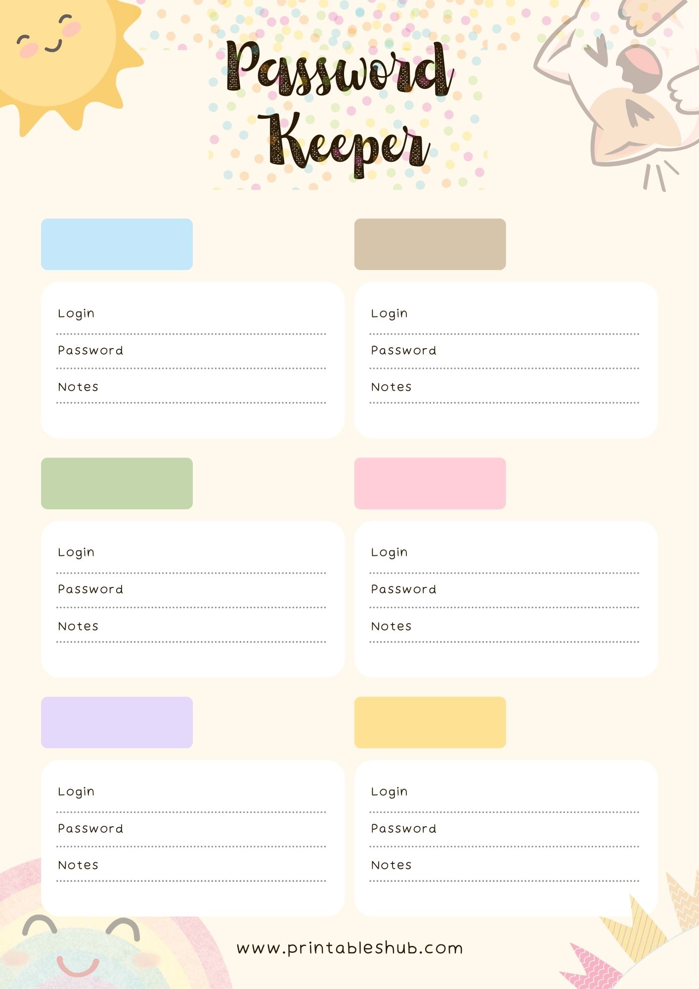 Free Printable Blank Password Keeper Templates [PDF Included ...