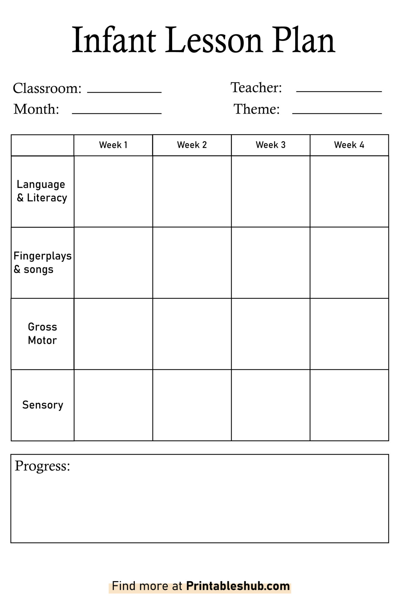 Crafting the Perfect Printable Blank Infant Lesson Plan [ Free PDF ...