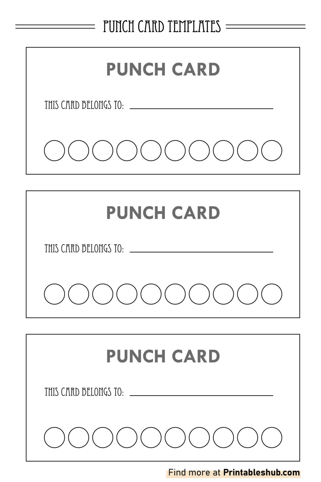 Free Printable Blank Punch Card Templates With PDFs - Printables Hub