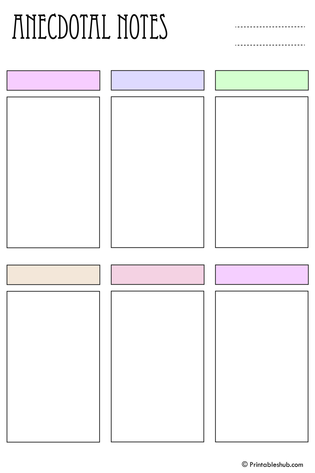 Blank Student’s Anecdotal Notes Templates [PDF Included] - Printables Hub