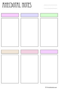 Blank Student’s Anecdotal Notes Templates [PDF Included] - Printables Hub
