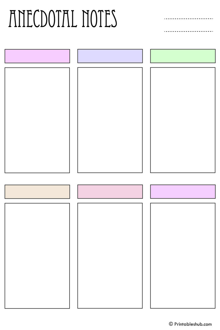 Blank Student’s Anecdotal Notes Templates [PDF Included] - Printables Hub