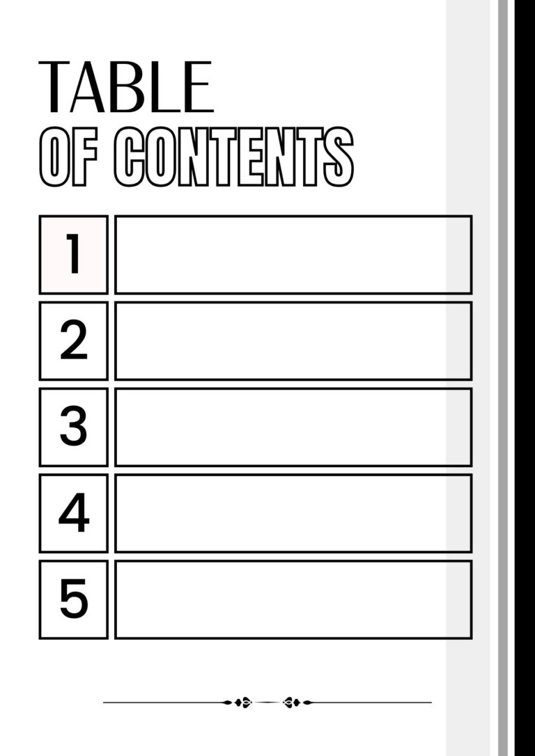 Free Printable Blank Table Of Contents Templates [PDF Included ...