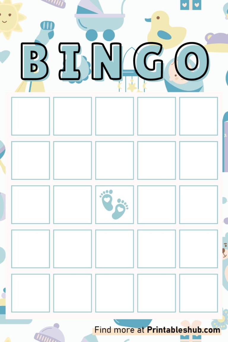 Printable Blank Baby Shower Bingo Templates [PDF Included] - Printables Hub