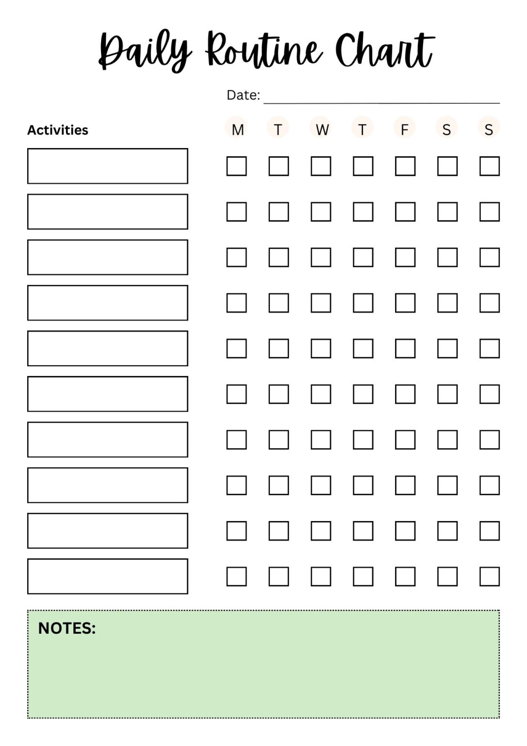 Daily Routine Chart Templates - Printables Hub