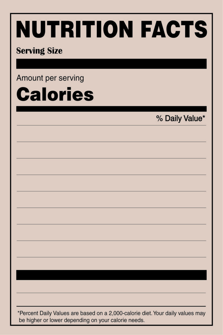 Free Printable Blank Nutrition Facts Templates [PDF Included ...