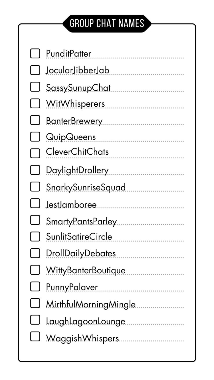 Printable Group Chat Names Lists [With PDF] - Printables Hub