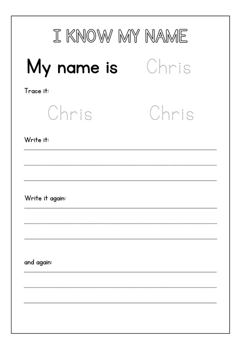 Free Printable Name Writing Practice Sheets [PDF Included] - Printables Hub