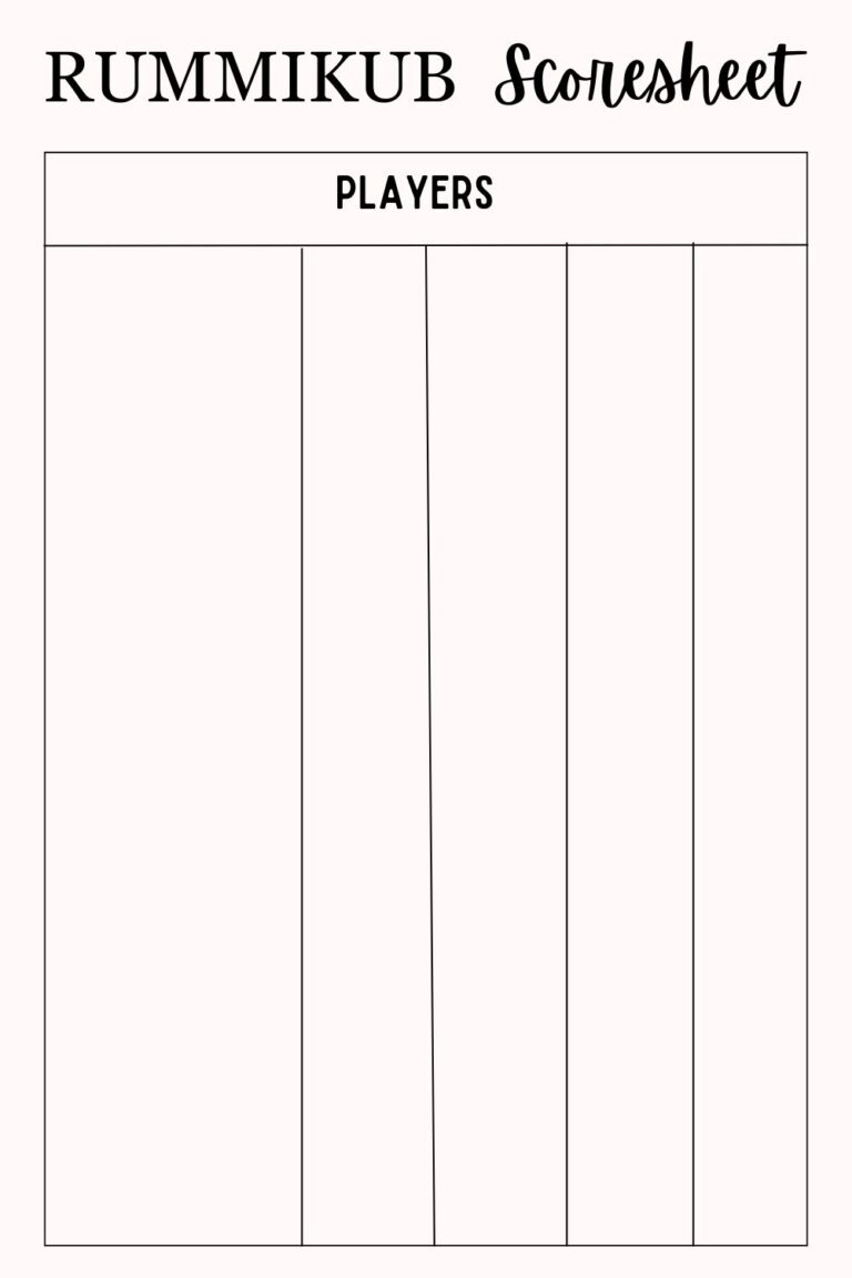 Free Printable Rummikub Score Sheets [PDF Included] - Printables Hub