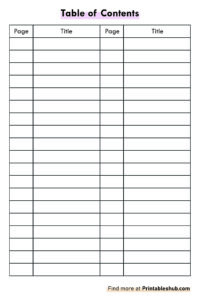 Free Printable Blank Table Of Contents Templates [PDF Included ...