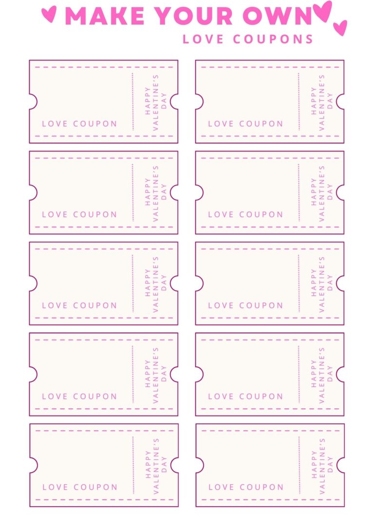 Printable Valentine’s Day coupons + Blank Templates - Printables Hub
