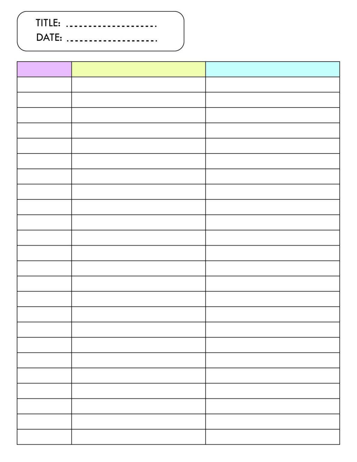 Free Printable 3-Column Chart Templates [PDF Included] - Printables Hub