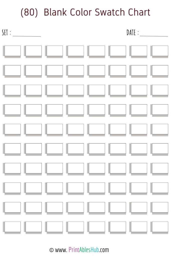 Free Printable (100,120,150) Blank Color Swatch Chart Template [PDF ...
