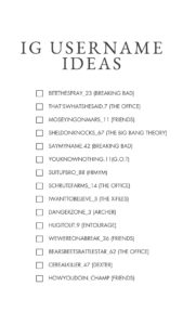 Printable Instagram Username Ideas List - Printables Hub