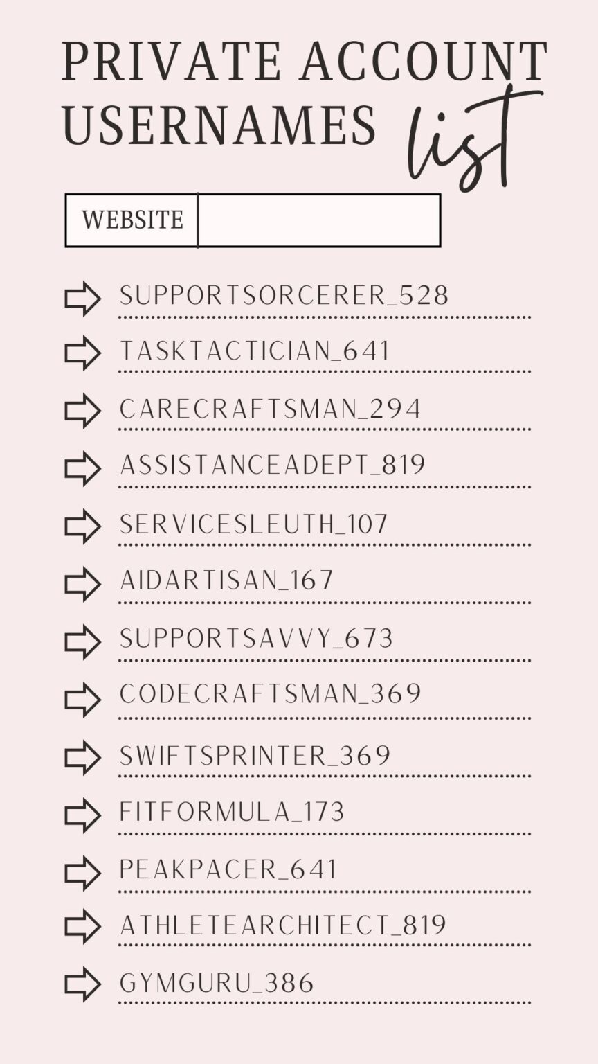 Printable Private Account Username Ideas List - Printables Hub