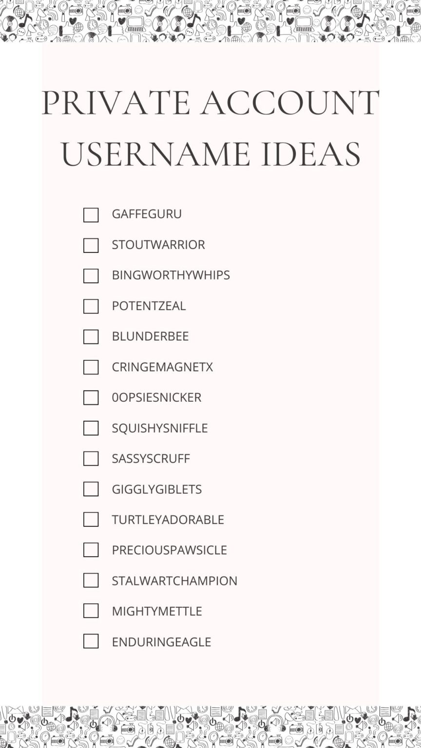 Printable Private Account Username Ideas List - Printables Hub