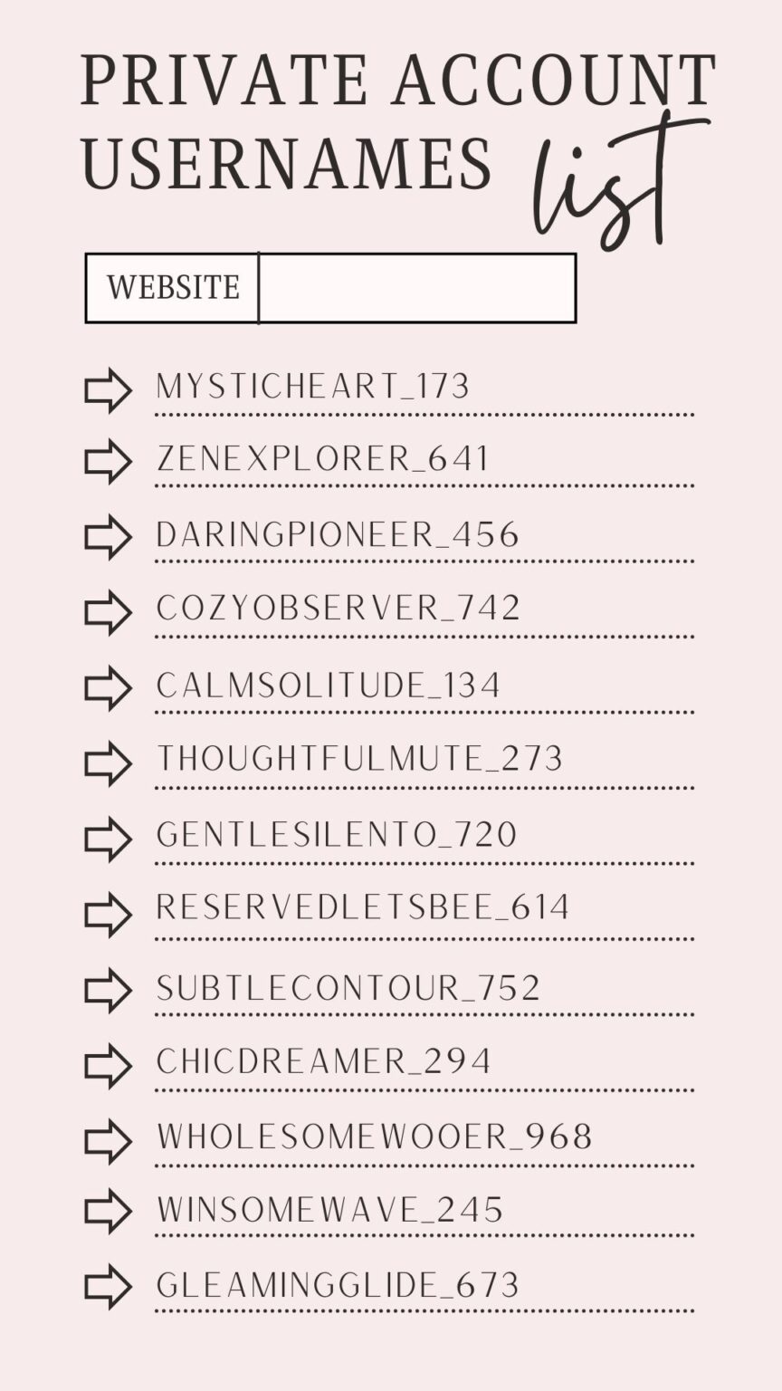Printable Private Account Username Ideas List - Printables Hub