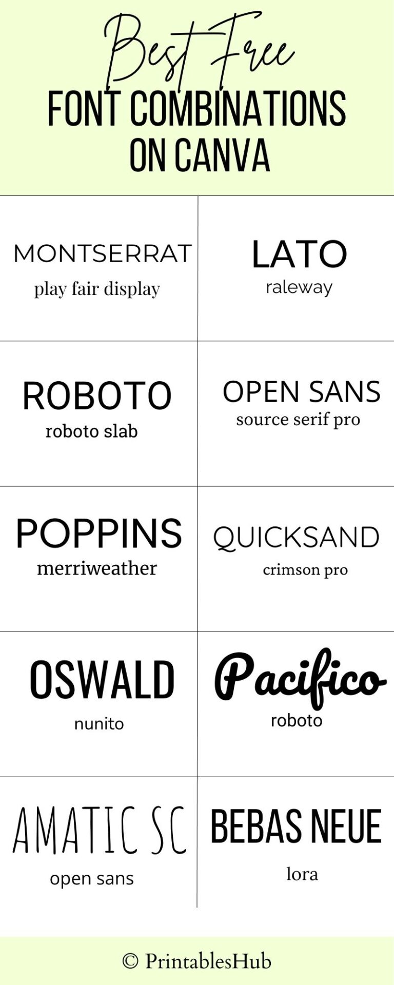 Best Free Font Combinations on Canva [Printable Included] - Printables Hub
