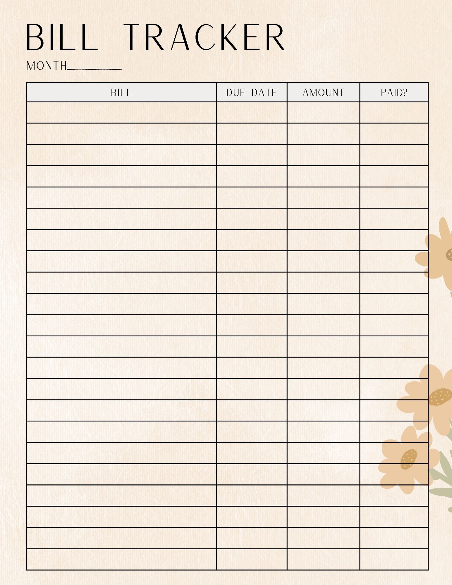 Printable Bill Tracker Templates [PDF Included] - Printables Hub