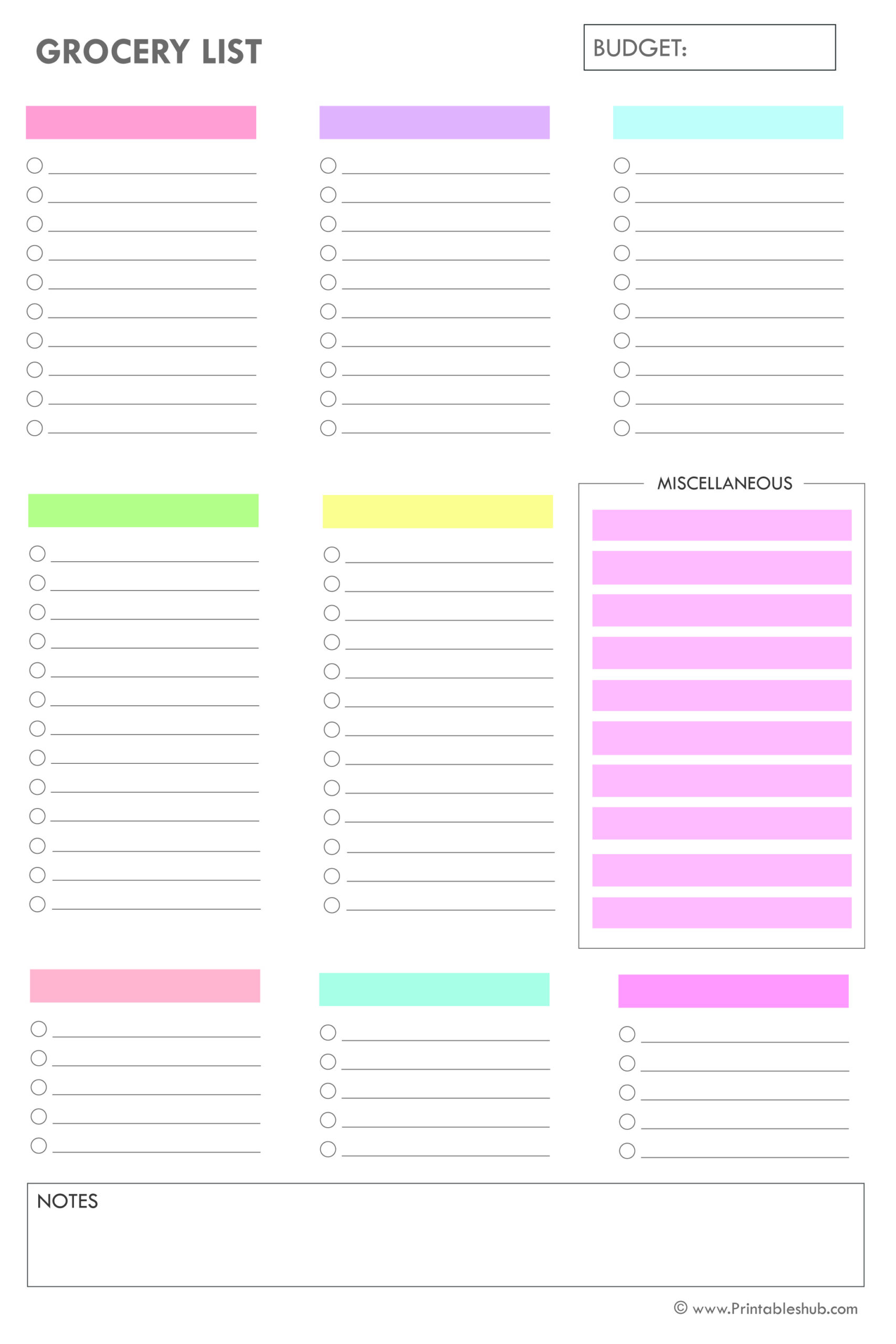 Free Printable Blank Grocery List Templates [PDF Included] - Printables Hub