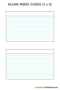 Printable Blank Index Cards {3x5, 4x6, 5x7, 5x8} Templates With PDF ...