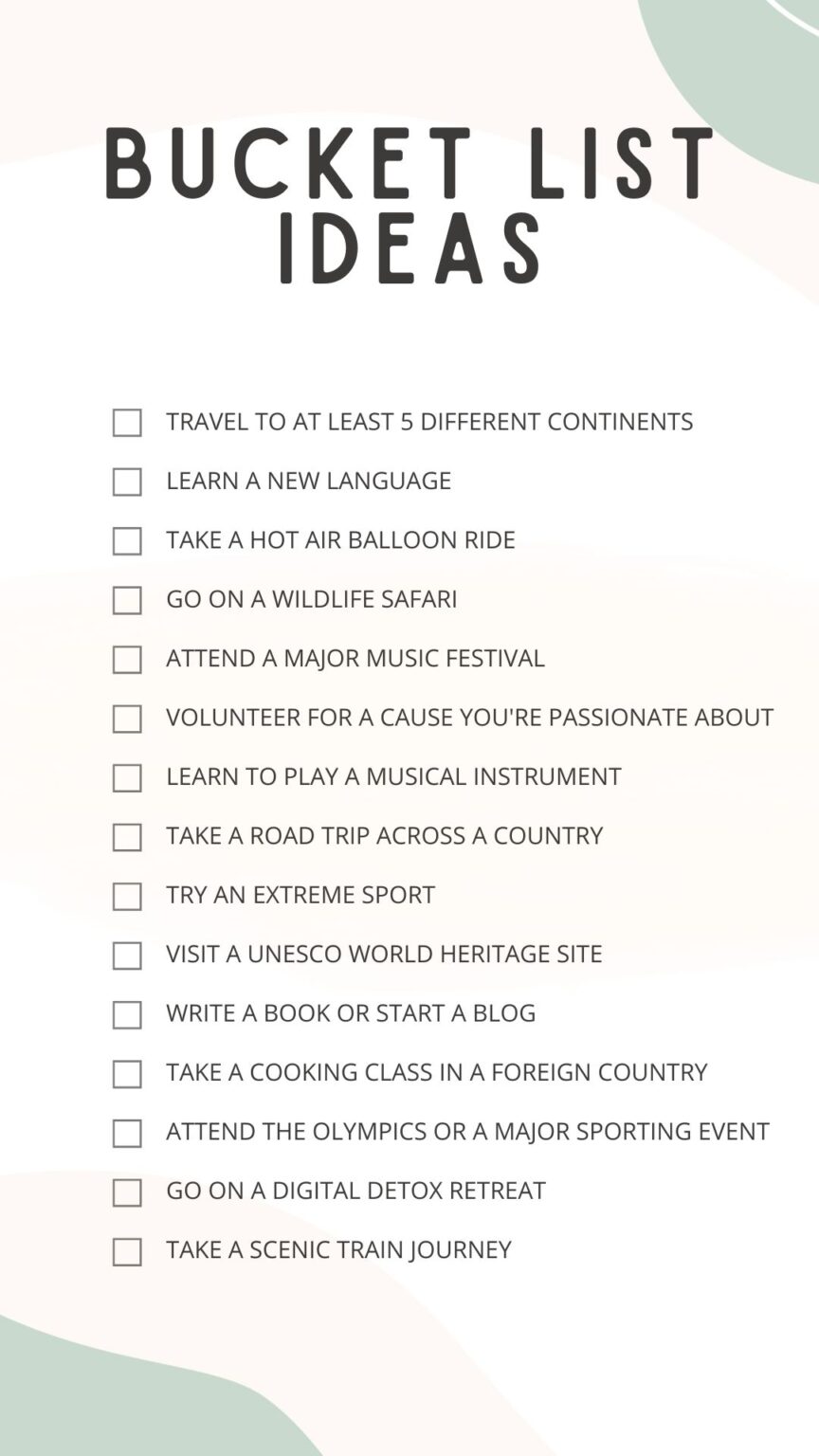 Printable Bucket List Ideas - Printables Hub