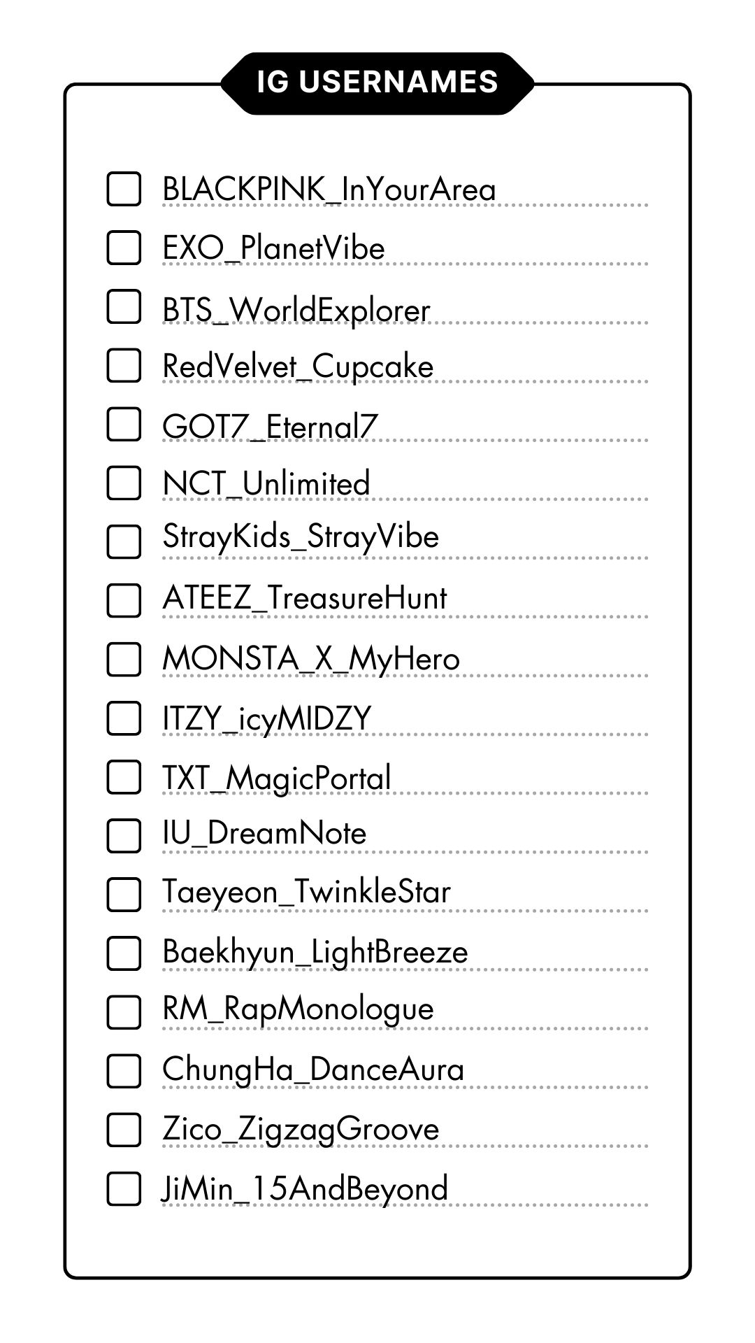 Printable Instagram Username Ideas List - Printables Hub