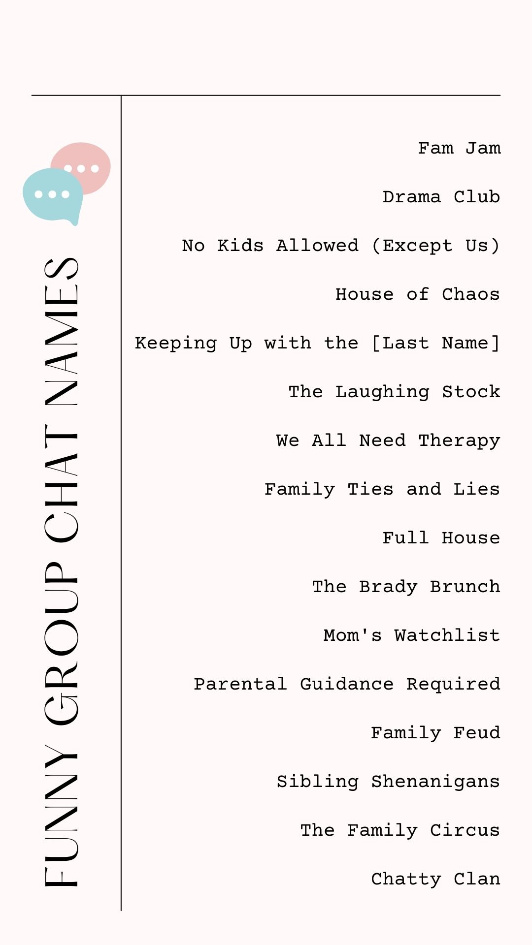 Printable List Of Family Group Chat Name Ideas - Printables Hub