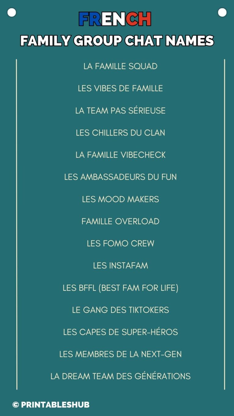 Printable List Of Family Group Chat Name Ideas - Printables Hub