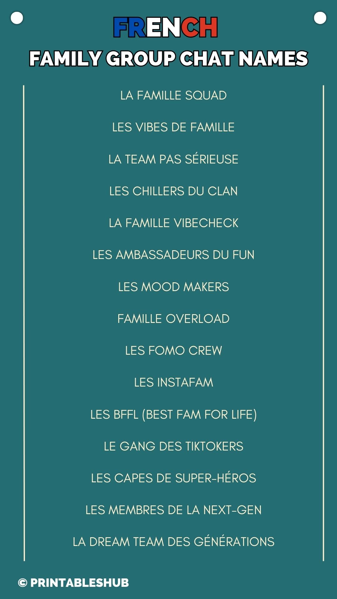 Printable List Of Family Group Chat Name Ideas - Printables Hub
