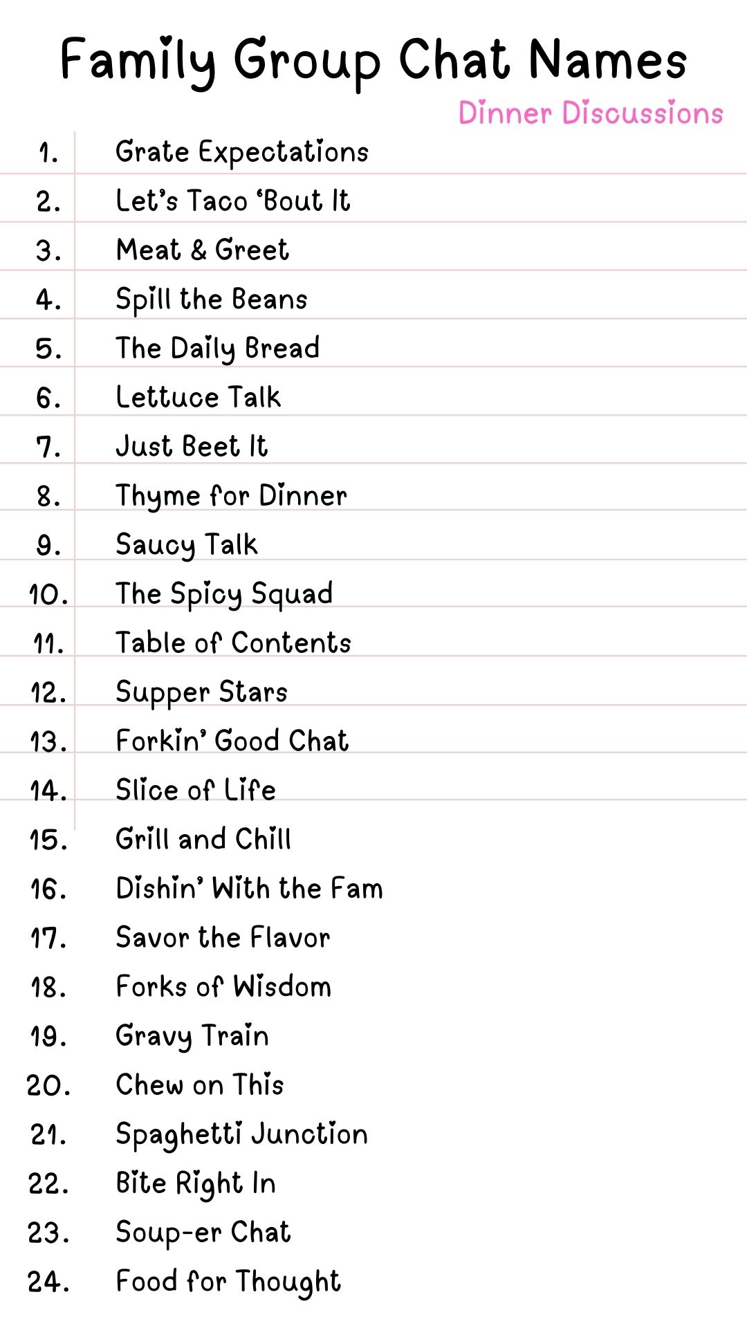 Printable List Of Family Group Chat Name Ideas - Printables Hub