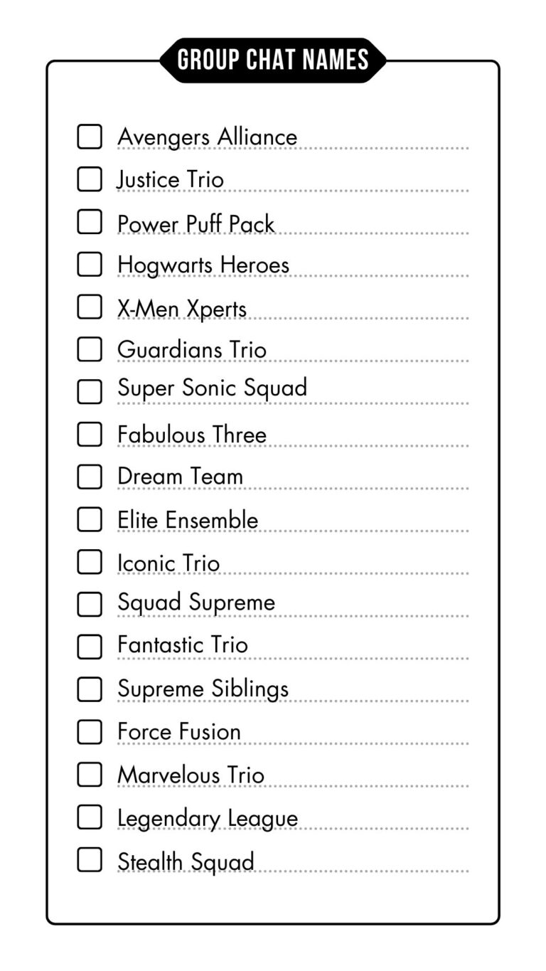 Printable Group Chat Names Lists [With PDF] - Printables Hub
